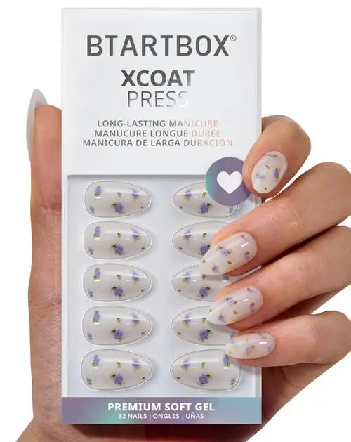 BTARTBOXNAILS Press-on Nails Set Short Almond - Pathside Lilac
