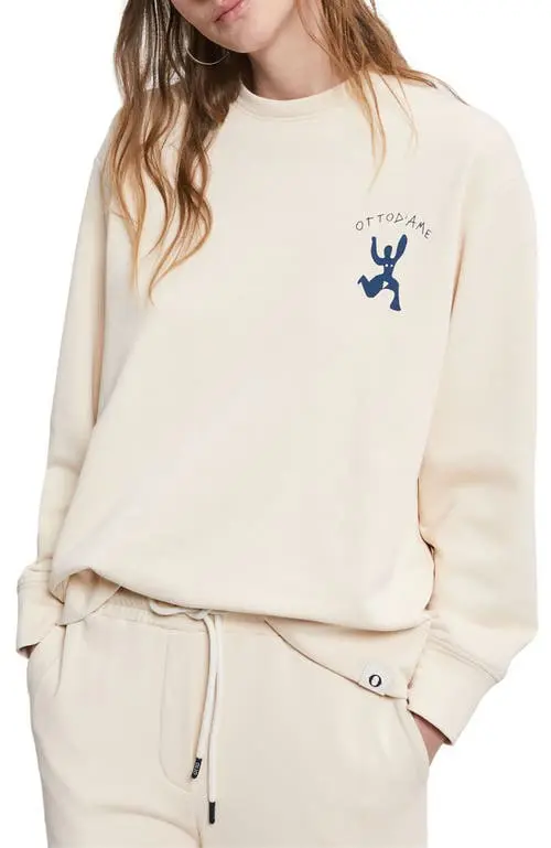 OTTOD'AME Cotton Crewneck Sweatshirt With Graphic Print - Ecru