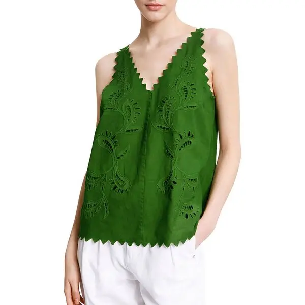 OTTOD'AME Cotton Top With Cutwork Embroidery