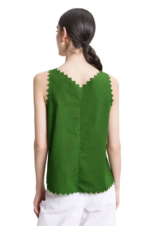 OTTOD'AME Cotton Top With Cutwork Embroidery