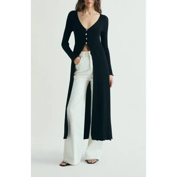 SCALPERS Long Knit Cardigan - Black