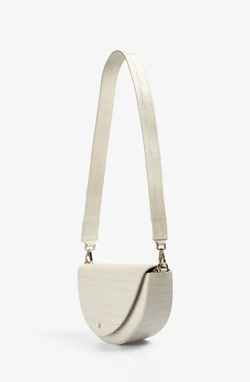 SCALPERS Embossed Leather Shoulder Bag - Ecru