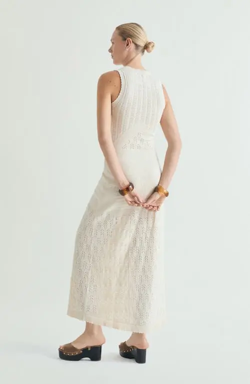 SCALPERS Openwork Knit Midi Dress - Offwhite