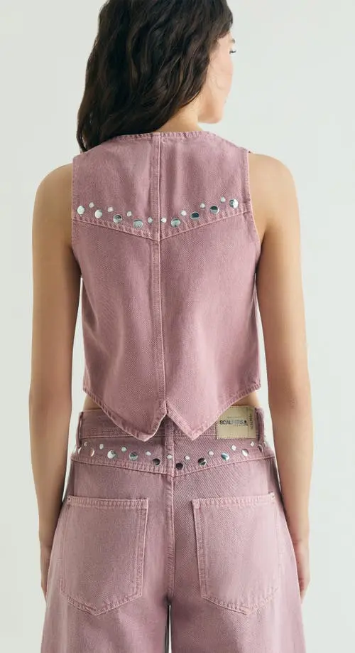 SCALPERS Denim Studs Vest
