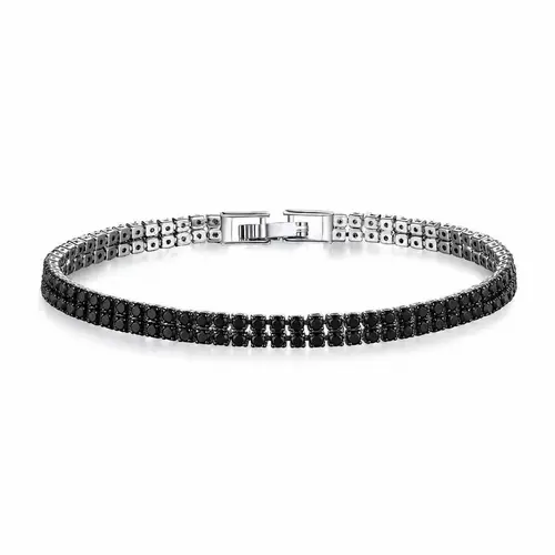 DONATELLO GIAN Two Row Tennis Bracelet - Black