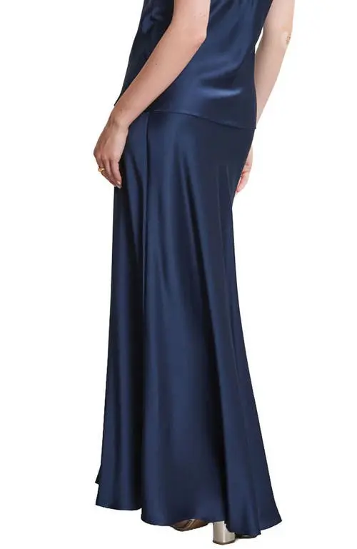 OTTOD'AME Flowy Pleated Maxi Skirt - Blue