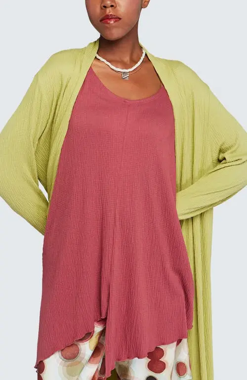 LUUKAA Celeste Wrinkled Viscose Jersey Duster With Asymmetrical Hem