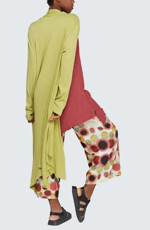 LUUKAA Celeste Wrinkled Viscose Jersey Duster With Asymmetrical Hem