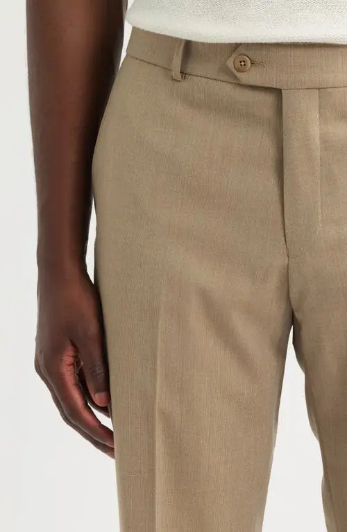 Berle Lightweight Mesh Weave Wool Dress Pants - Wicker Light