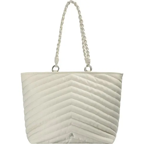 SCALPERS Quilted Shopper Bag With Braided Handle - Offwhite