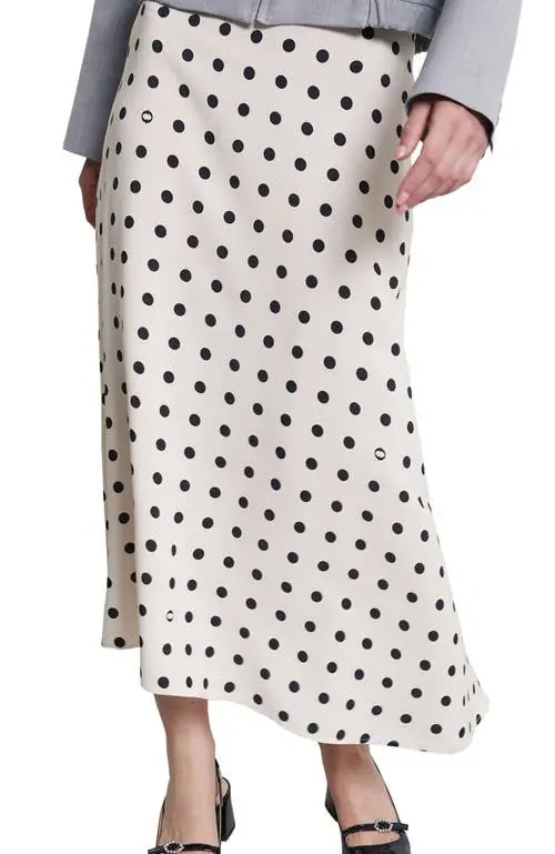 OTTOD'AME Polka Dot Viscose Long Skirt - White