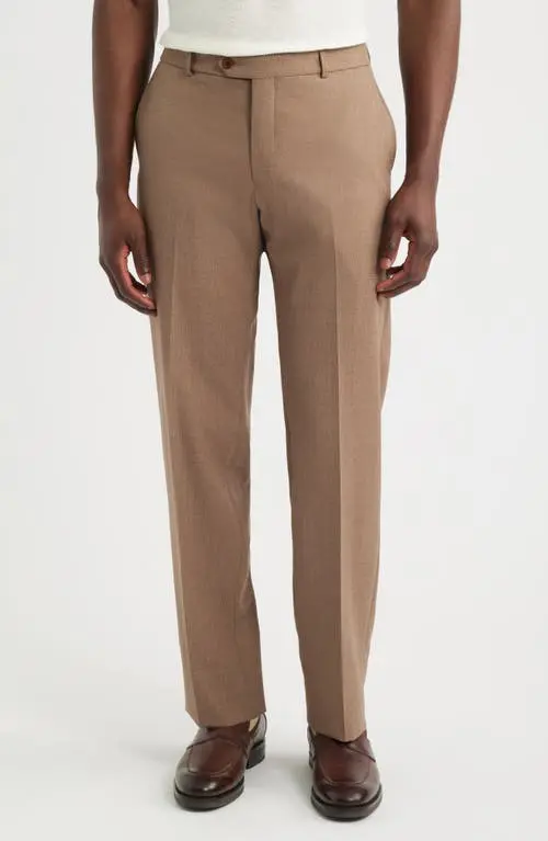 Berle Lightweight Mesh Weave Wool Dress Pants - Brown Mix