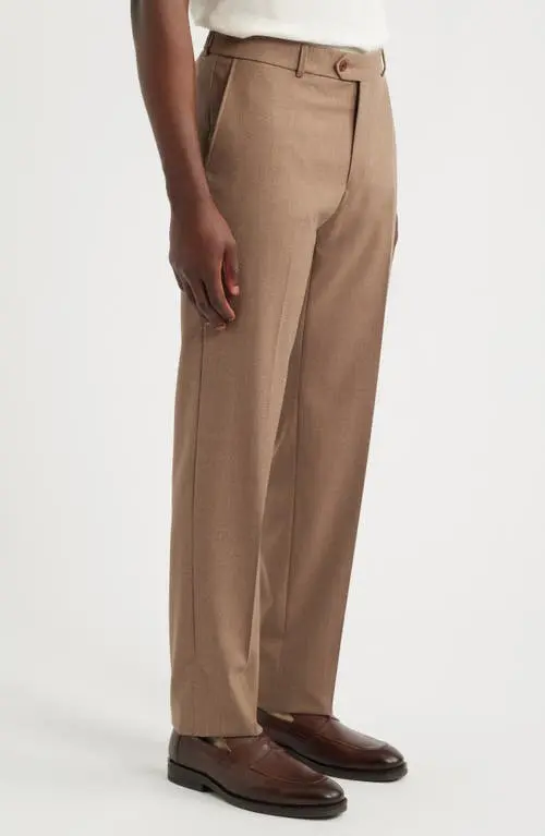 Berle Lightweight Mesh Weave Wool Dress Pants - Brown Mix