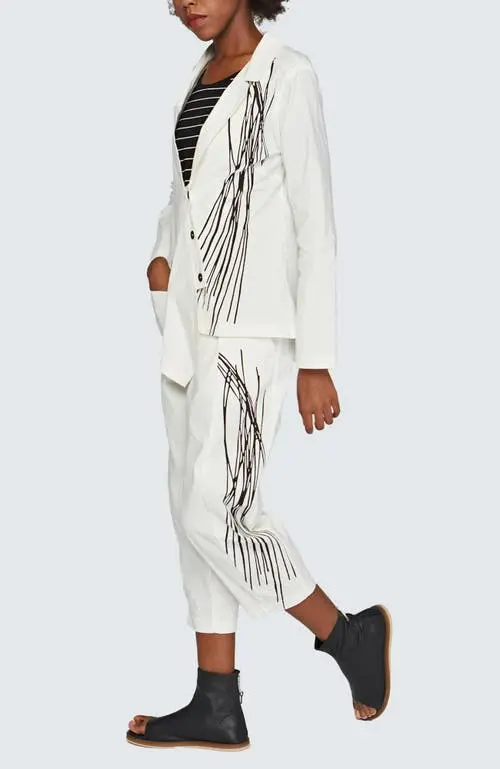 LUUKAA Eli Printed Linen Cotton Blend Bermuda Pants - Ecru