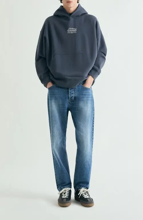 SCALPERS Oversized Hoodie With Embroidered Print - Darknavy