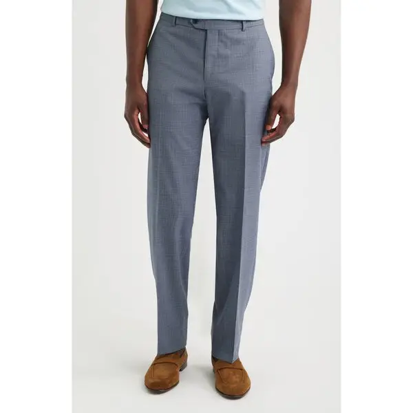 Berle Luxury Performance Flat Front Multiscreen Check Dress Pants
