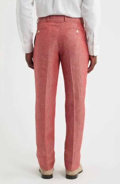 Berle Flat Front Slub Linen Chambray Dress Pants