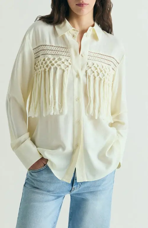 SCALPERS Fringe Detail Shirt - Ecru
