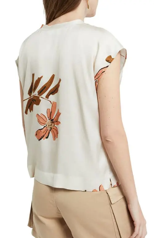 OTTOD'AME Printed Viscose V-neck Blouse