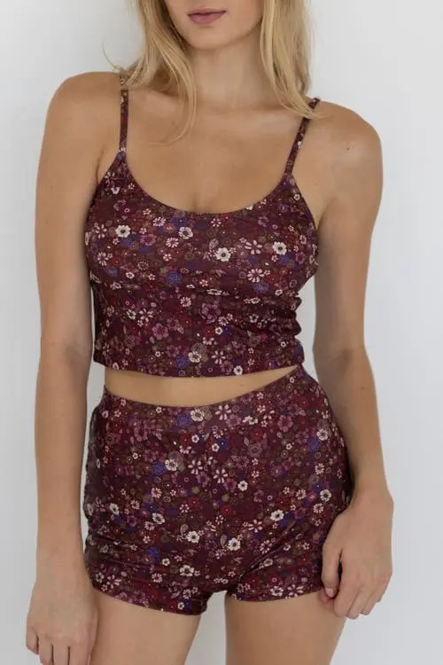Geode Swimwear High-waisted Ribbed Boy Shorts With Contrast Piping - Coral