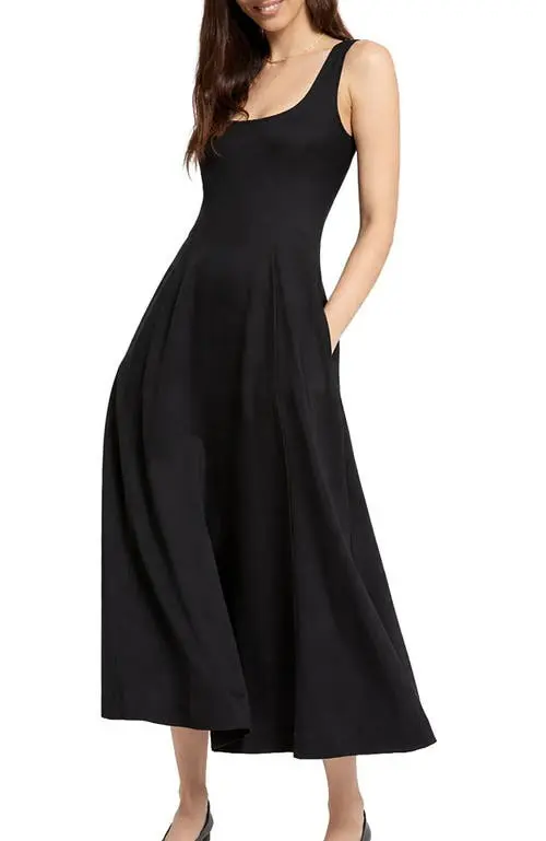 OTTOD'AME Viscose Maxi Dress With Flared Skirt - Black