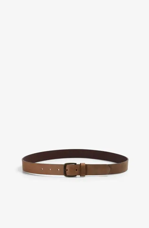 SCALPERS Gold Buckle Leather Belt - Camel