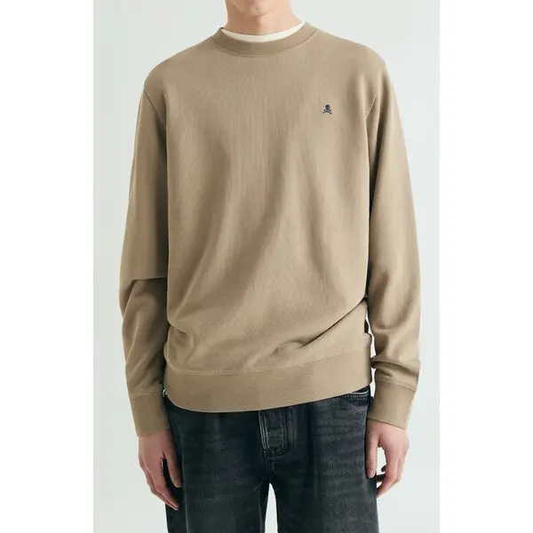 SCALPERS Contrast Embroidered Sweatshirt - Darkcamel