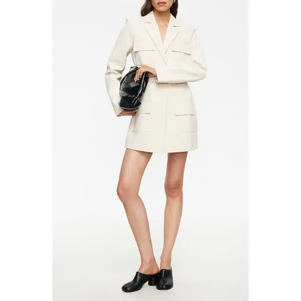 Lioness Steinway Belted Long Sleeve Blazer Minidress - Beige