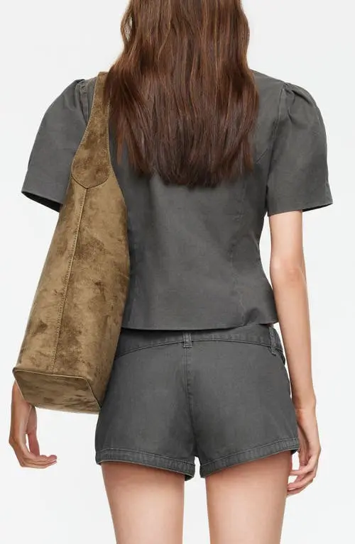 Lioness Puff Shoulder Cotton Top - Moss