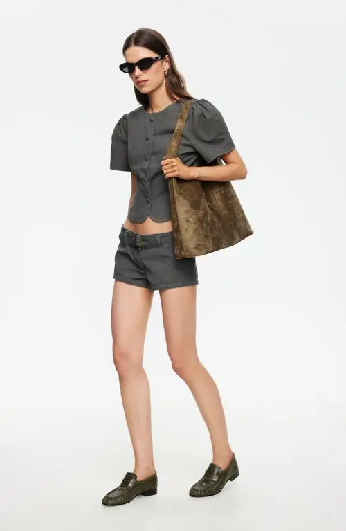 Lioness Puff Shoulder Cotton Top - Moss