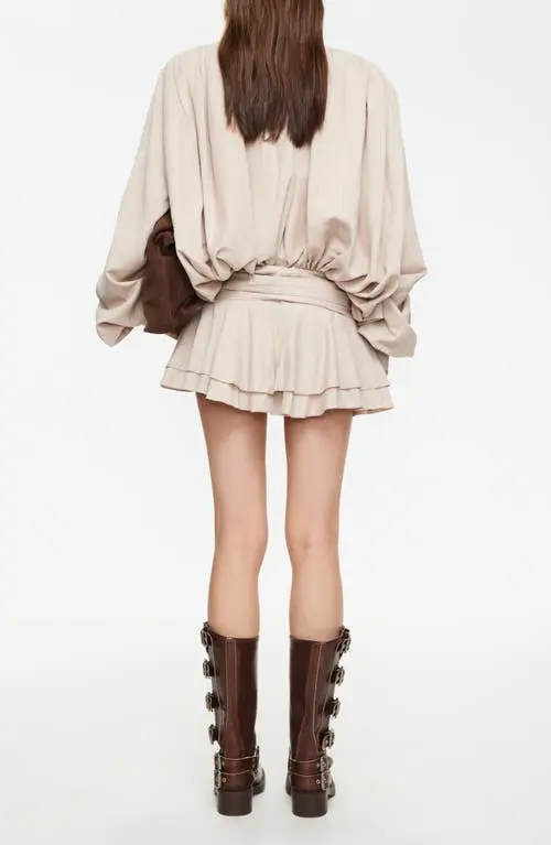 Lioness Pleated Long Sleeve Mini Dress