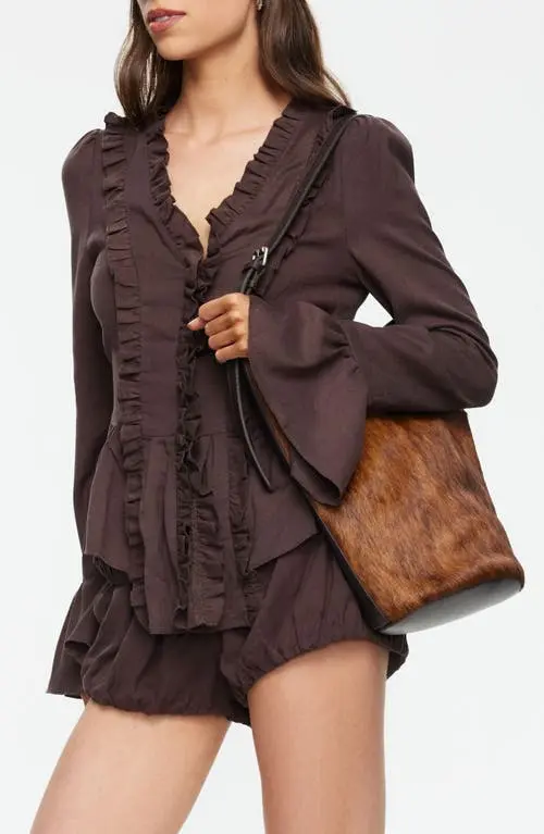 Lioness Odette Ruffle Bell Sleeve Top - Brown