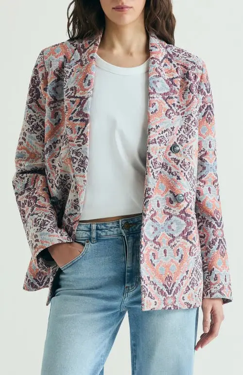 SCALPERS Jacquard Print Double Breasted Blazer