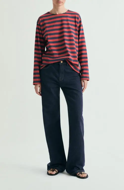 SCALPERS Striped Cotton T-shirt With Logo Patch - Redstripes