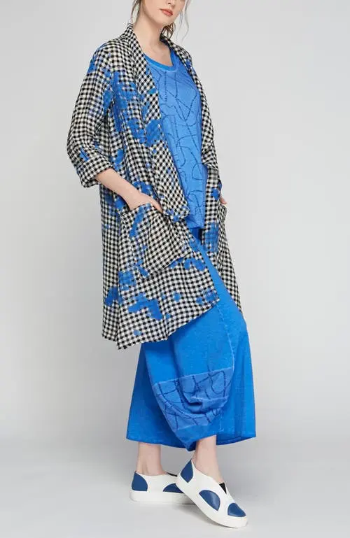 LUUKAA Jax Checkered Gauze Linen Duster