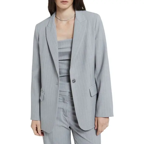 OTTOD'AME One-button Pinstriped Jacket - Grey