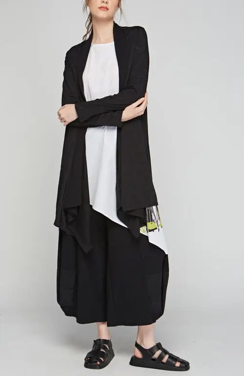 LUUKAA Axel Devore Cotton Jersey Duster - Black