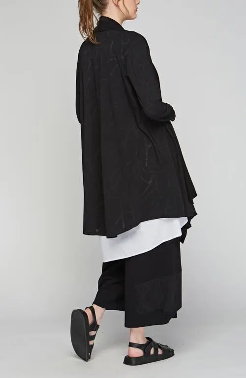 LUUKAA Devore Cotton Jersey Duster With Pointed Hem - Black