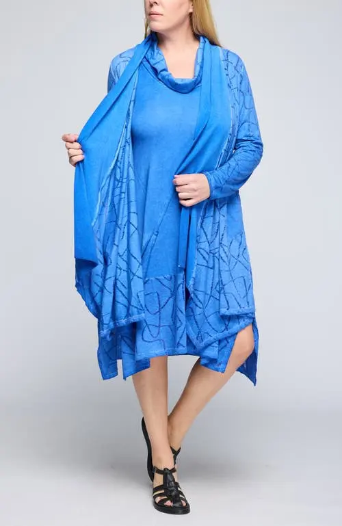 LUUKAA Devore Cotton Jersey Duster With Pointed Hem