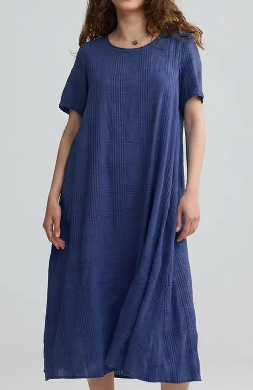 LUUKAA Calla Check-embroidered Dress - Navy