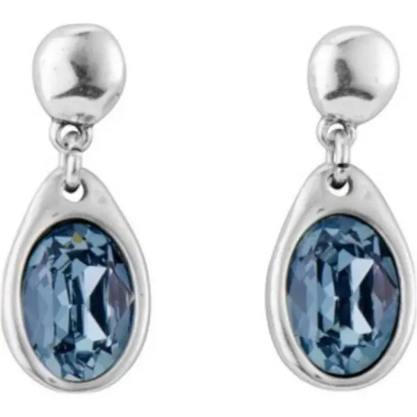 UNODE50 Sterling -plated Crystal Drop Earrings - Silver