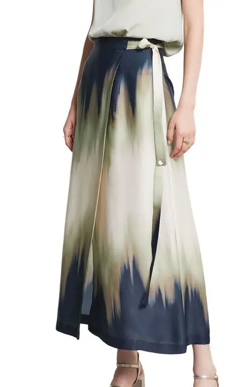 OTTOD'AME Printed Viscose Maxi Skirt - Blue