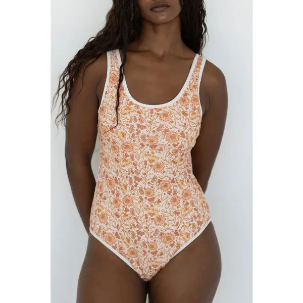 Geode Swimwear Paisley Floral One-piece Open Back Swimsuit - Pink