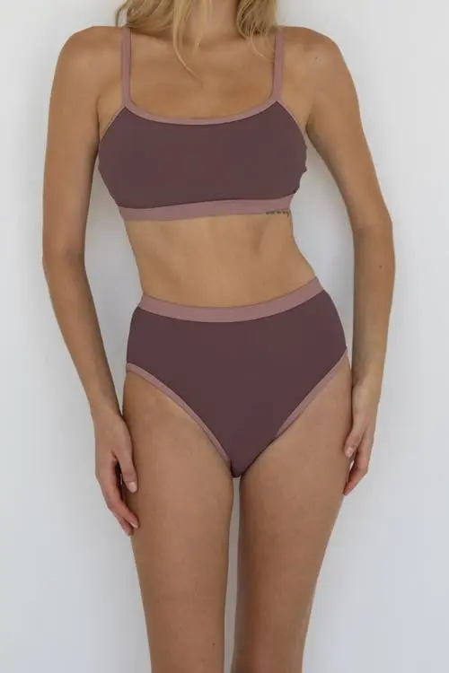 Geode Swimwear Oahu High Waisted Bikini Bottoms - Green