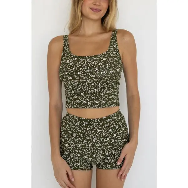 Geode Swimwear Savannah Square Neck Tankini Top - Green