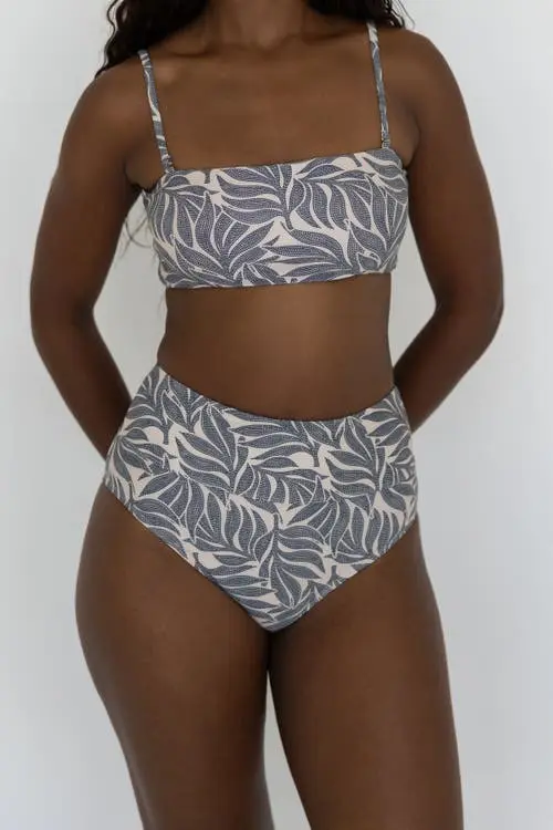 Geode Swimwear Palma High Waisted Bikini Bottoms - Grey
