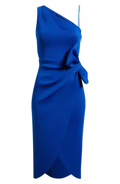 Eliza J One-shoulder Bow Cocktail Dress - Cobalt