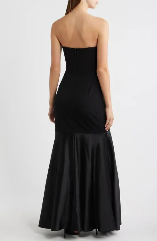 Eliza J Strapless Crepe And Satin Mermaid Gown