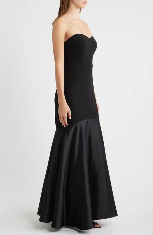 Eliza J Strapless Crepe And Satin Mermaid Gown