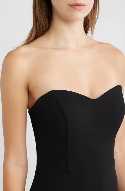 Eliza J Strapless Crepe And Satin Mermaid Gown